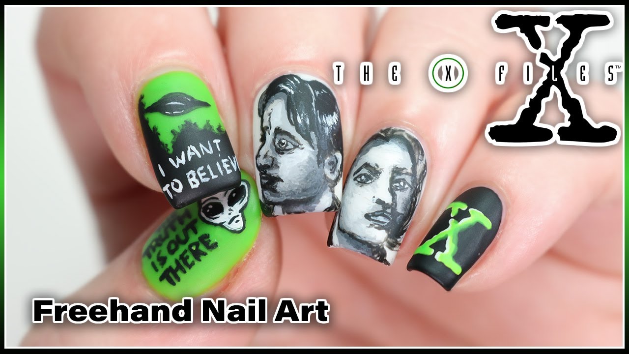 X Files | Freehand Nail Art - YouTube