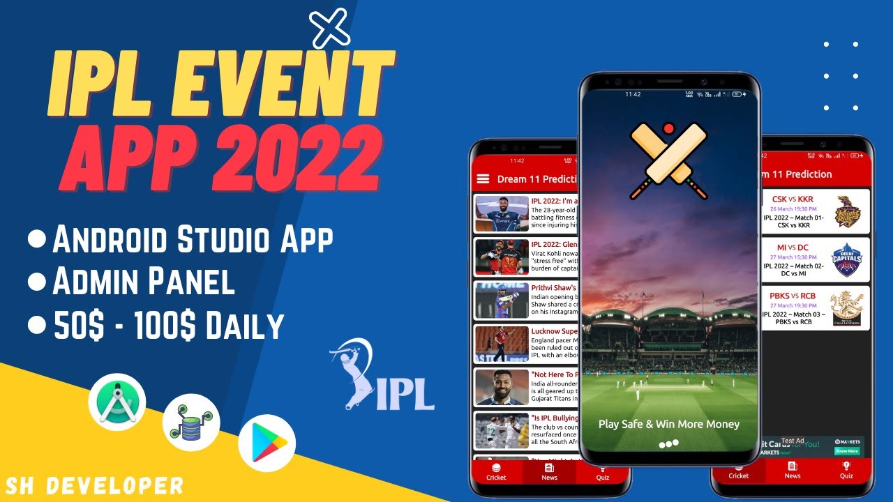 Make Money With IPL Event App || IPL Prediction & Preview App | Android Studio | SH Developer ...