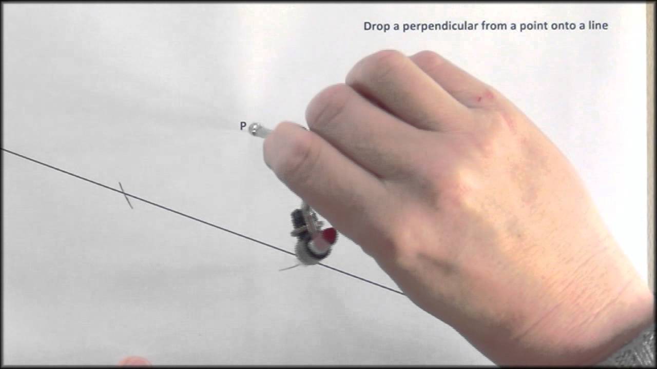 Straightedge and compass: dropping a perpendicular from a point to a ...