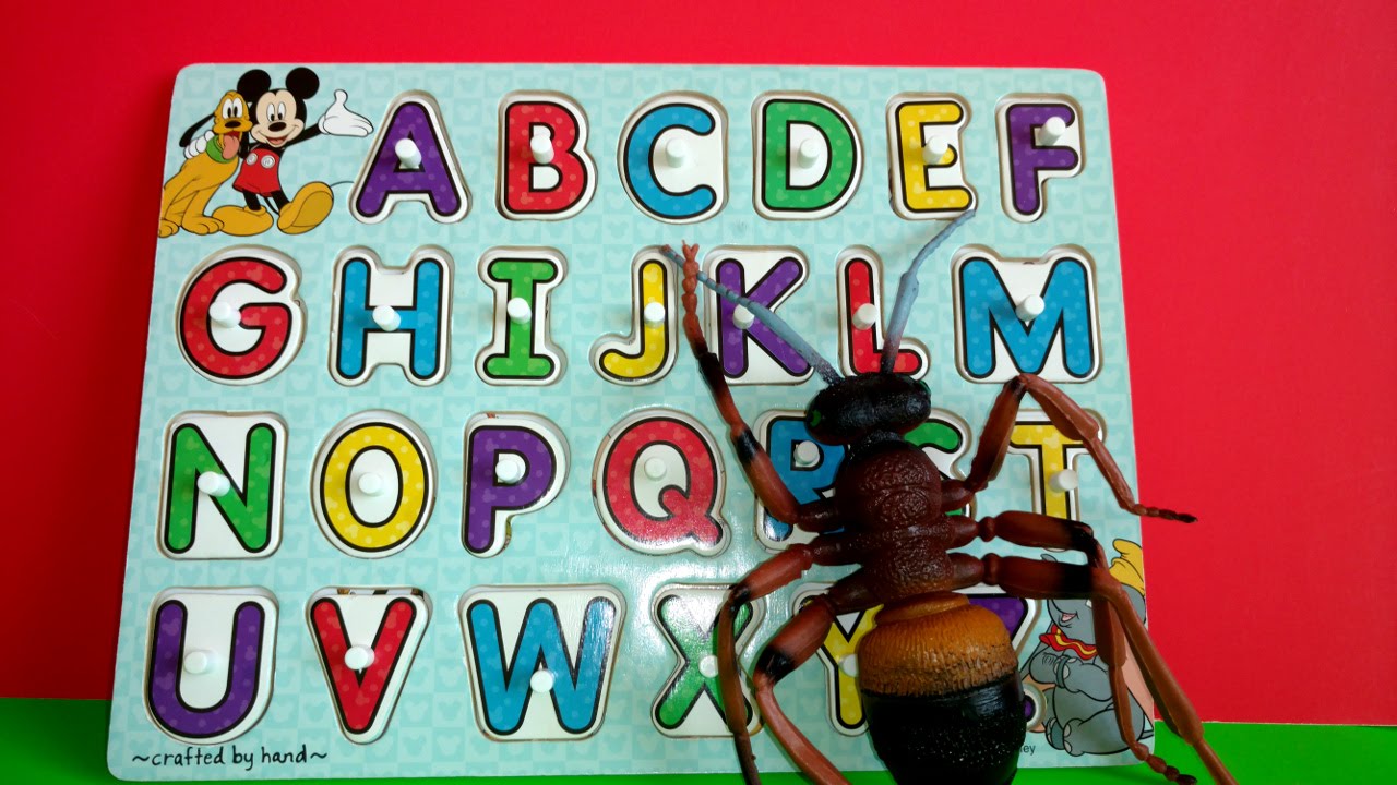 Lets Learn ABC Letters Alphabets Puzzle-Disney-HUGE Ant Attack-Kids z ...