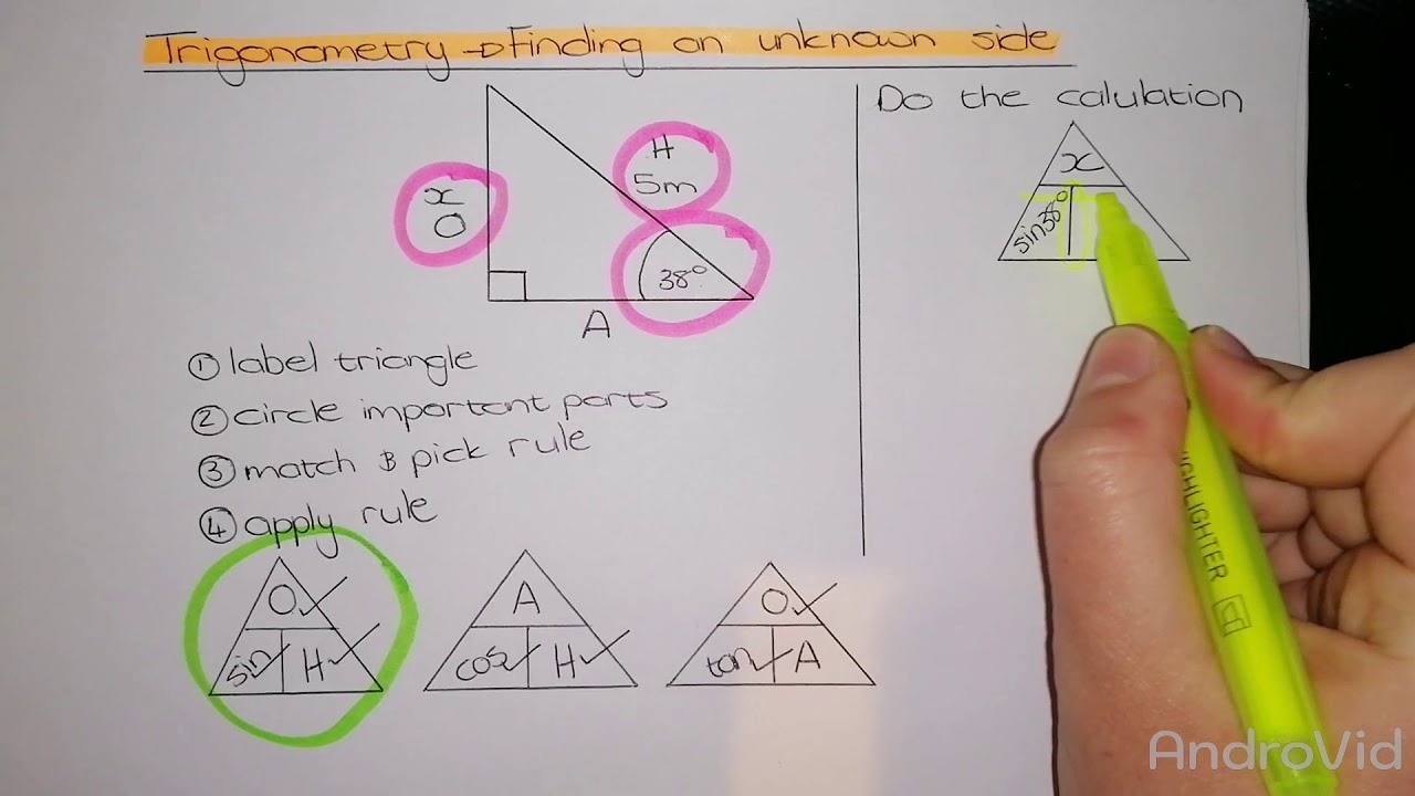 Finding the unknown side, Right angled Trigonometry - YouTube