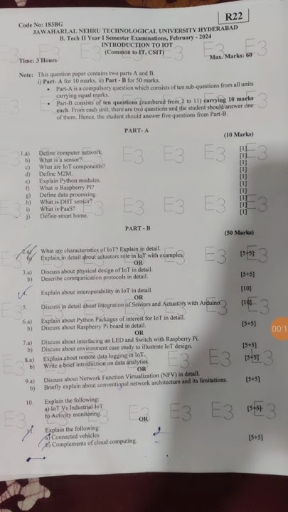 IOT r22 jntuh question paper 2024#jntuhexams #r22 #iot - YouTube