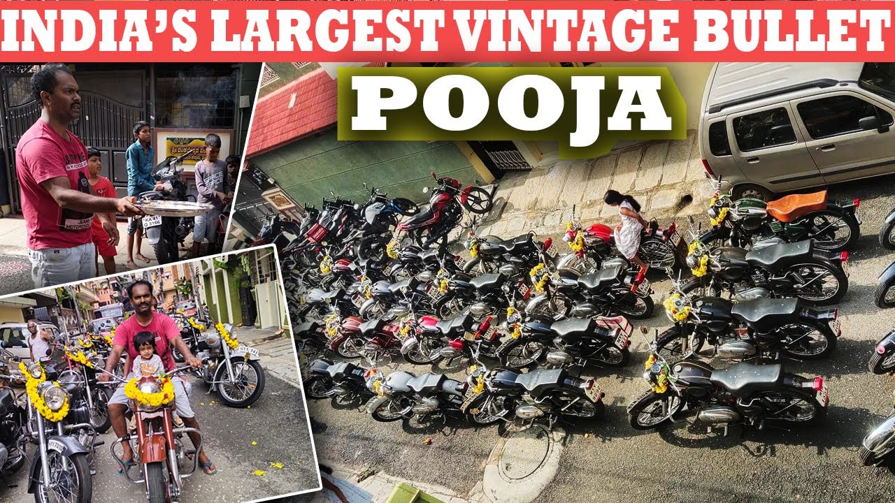 INDIA'S LARGEST VINTAGE ROYALENFIELD BULLET POOJA - YouTube