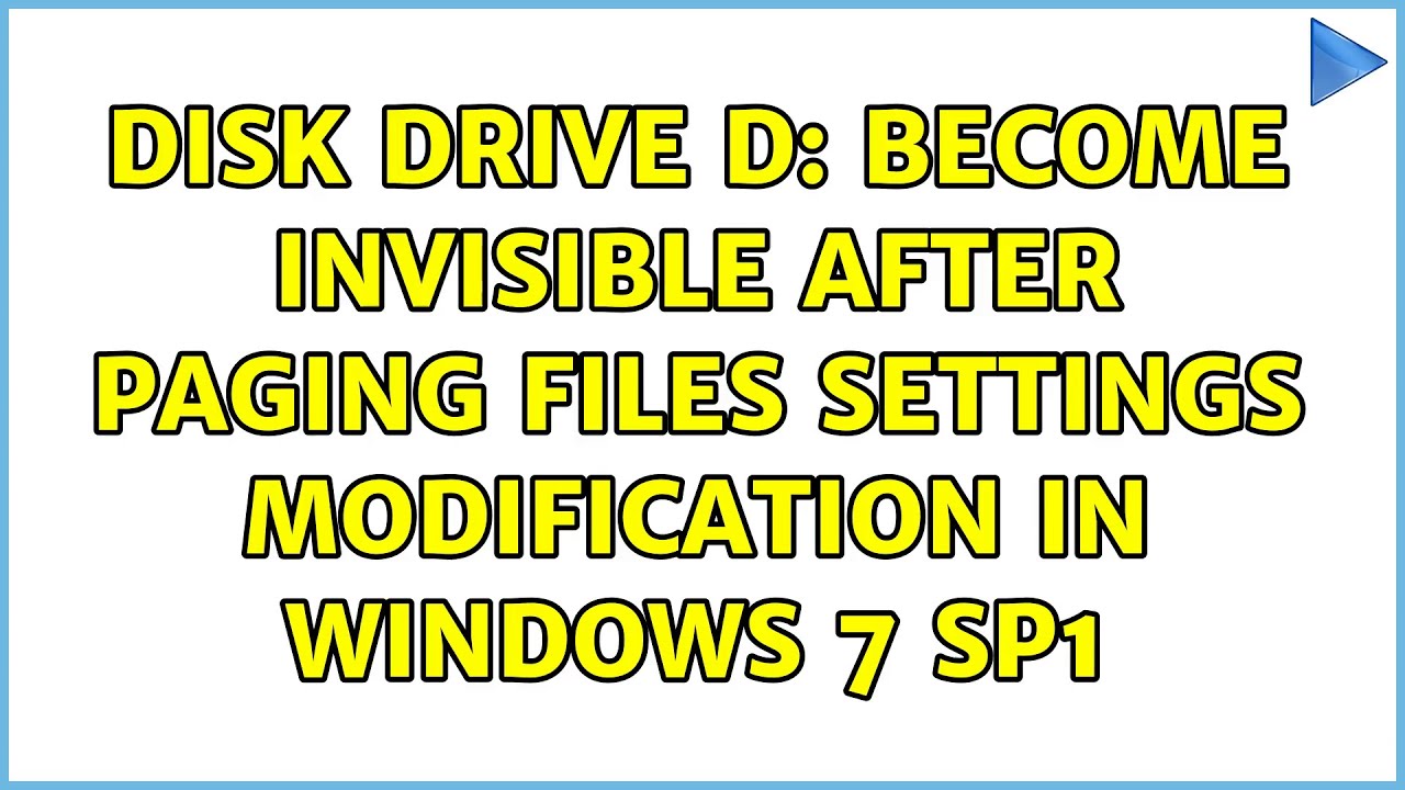 Disk drive D: become invisible after Paging Files settings modification ...