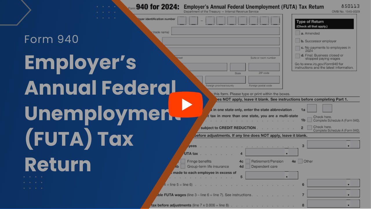 Form 940: Employer's Annual FUTA Tax Return - YouTube