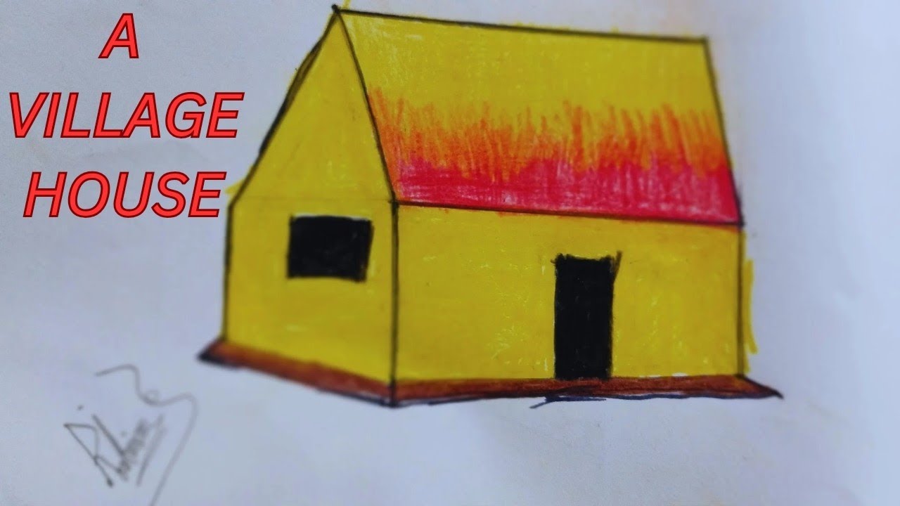 How To Draw A Village House Step By Step (Very Easy)....#drawing # ...
