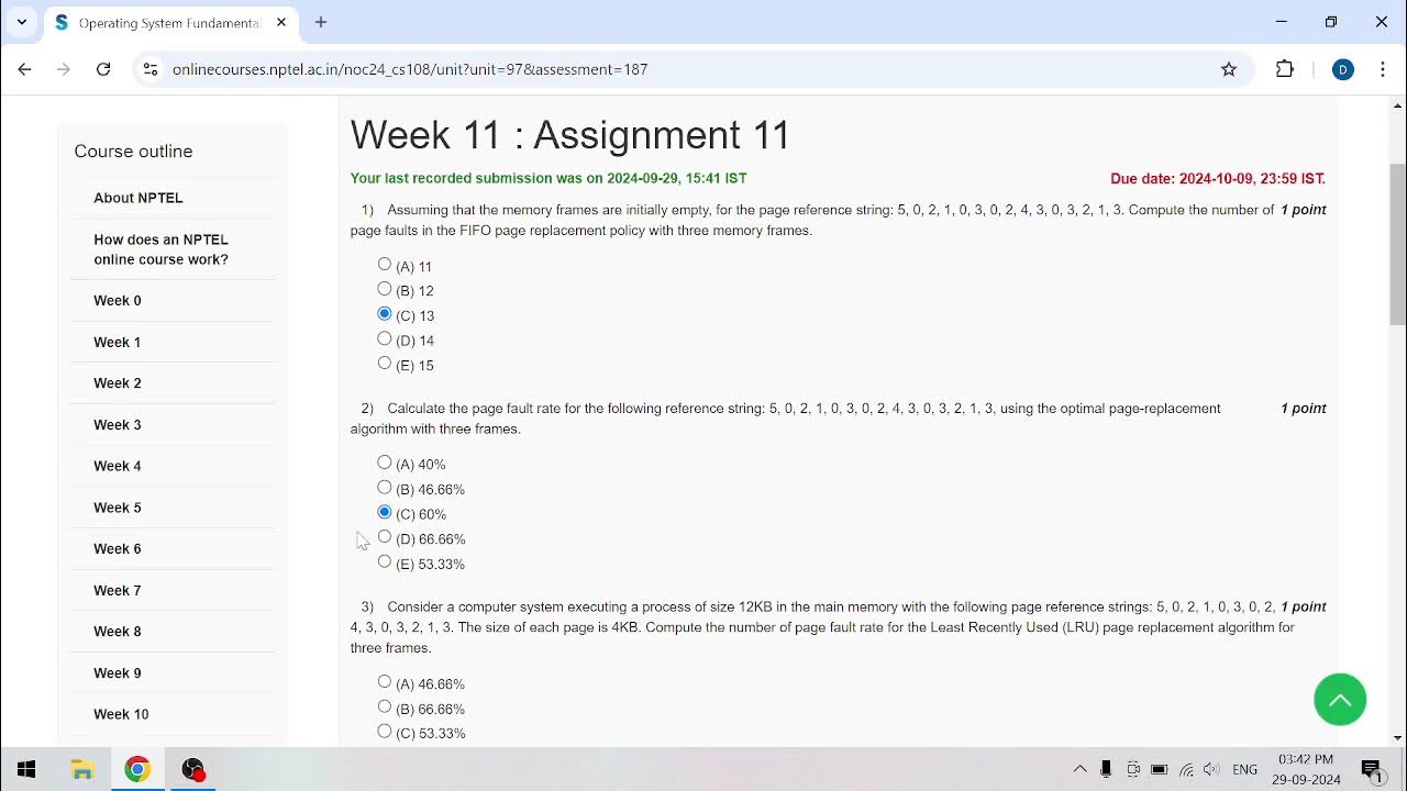 Swayam NPTEL Operating System Fundamentals week 11 Solution - YouTube