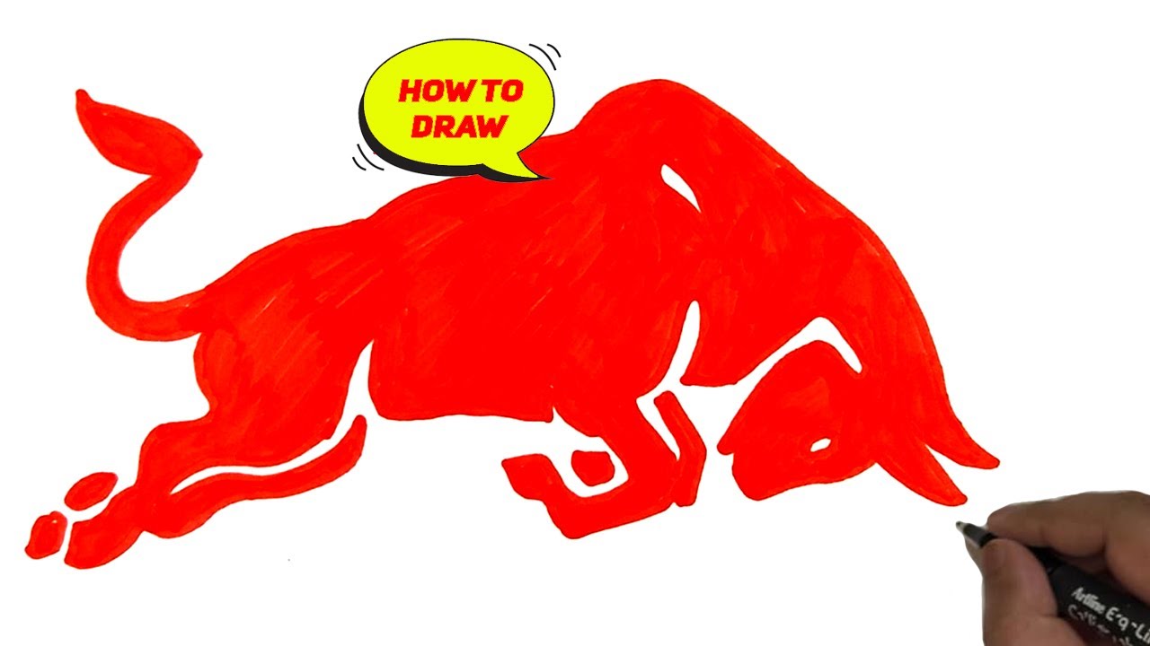 How to Draw a Red Bull Easy./ #EasyArtSchool - YouTube