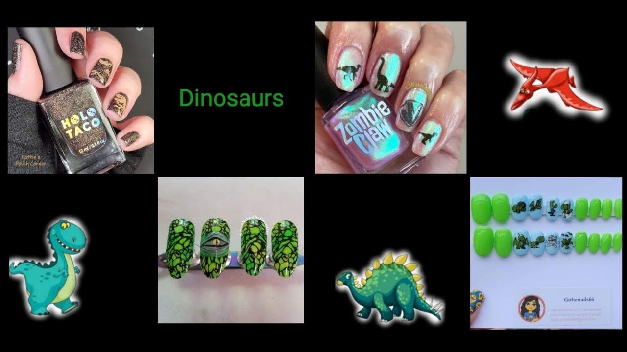 Dinosaur Nail Art - YouTube