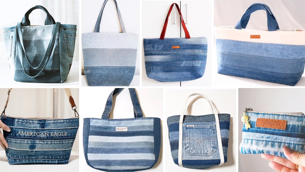 8 DIY Denim Bags Out of Old Jeans | Compilation | Fast Speed Tutorial ...