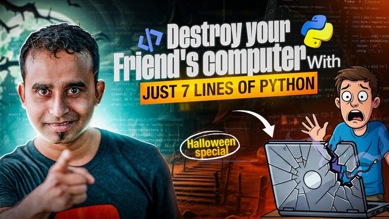 Destroy Friends Computer Using 7 Lines of Python Code || Halloween ...