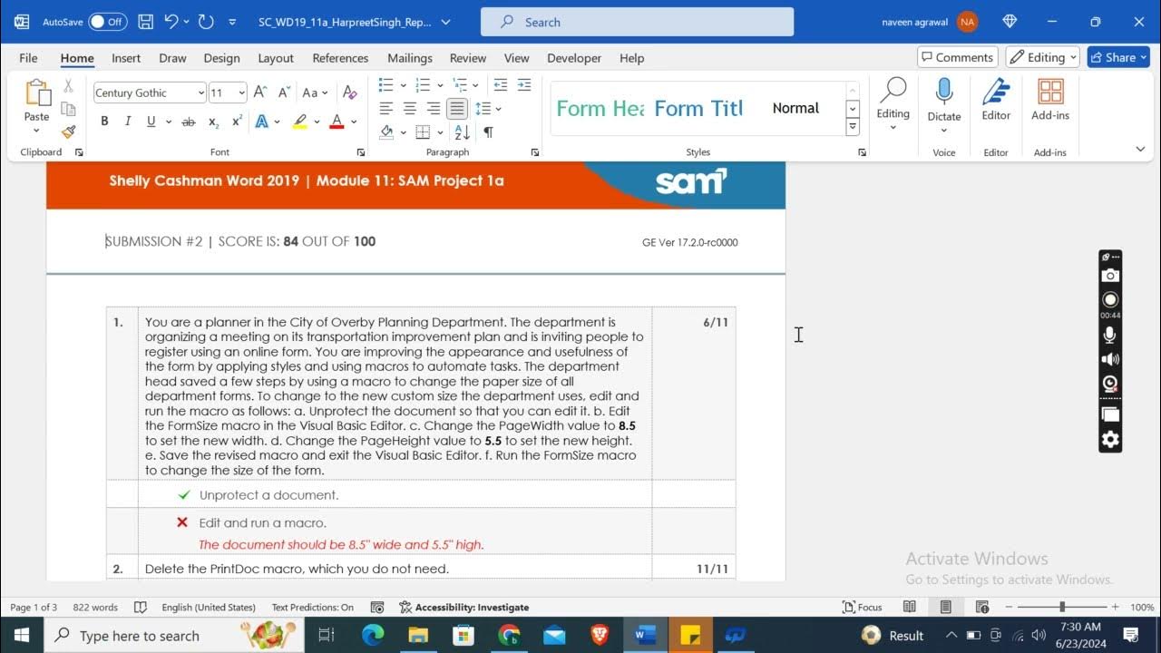 Shelly Cashman Word 2019 | Module 11: SAM Project 1a #shellycashman # ...