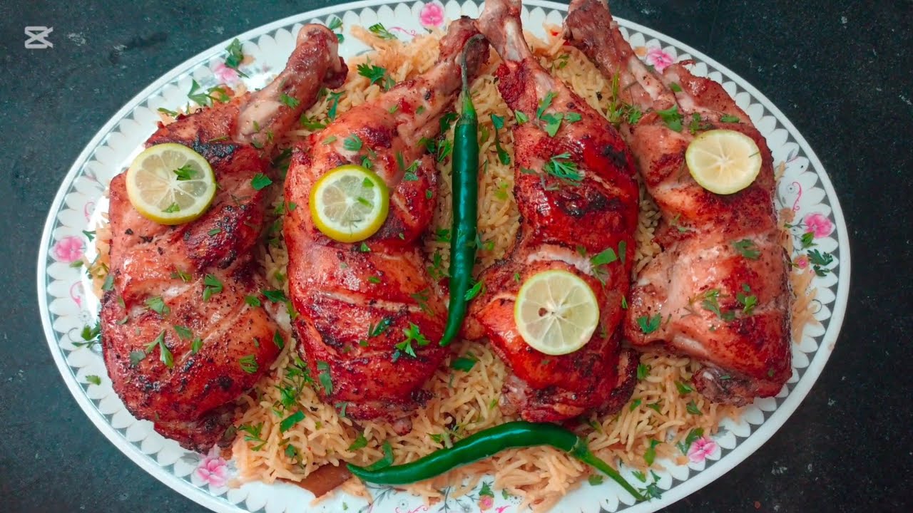 Fried chicken pulao || chicken pulao platter||Rice with chicken legs ...