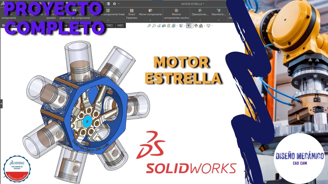 Diseño 3D Motor Estrella en SOLIDWORKS | Proyecto Completo - YouTube