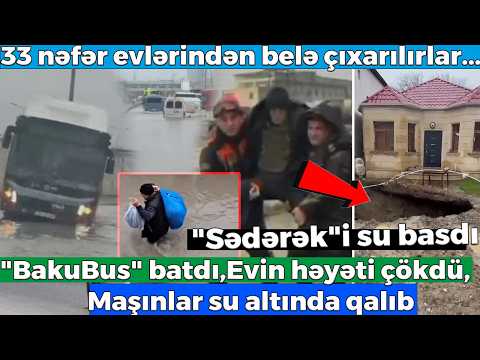 Yağışlı havaya görə evin həyəti çökdü, \
