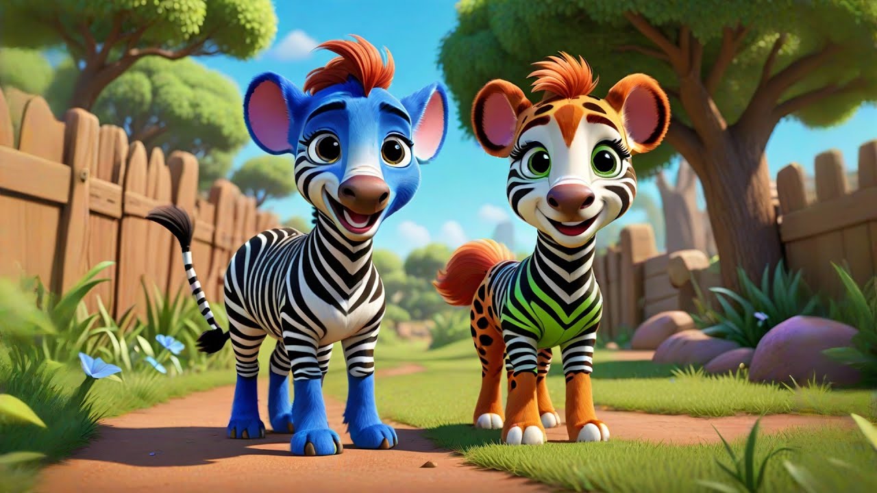 Three Baby Zebras Paint the Rainbow | Zebra Song for Kids | Nursery ...