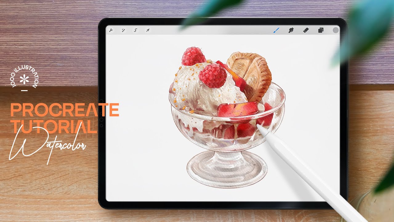 Watercolor Berry Ice Cream Tutorial in Procreate | Beginner-Friendly ...