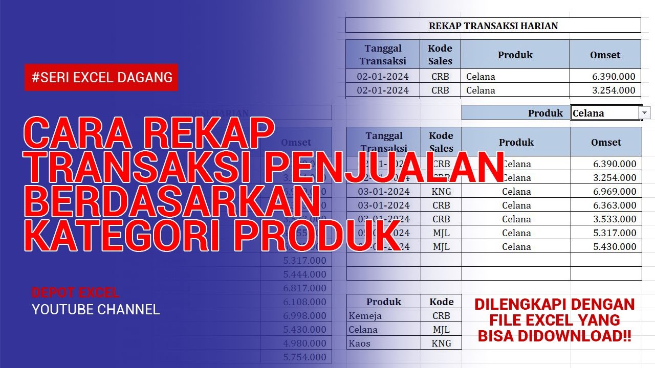 Cara Rekap Transaksi Penjualan Berdasarkan Kategori Produk di Excel - YouTube
