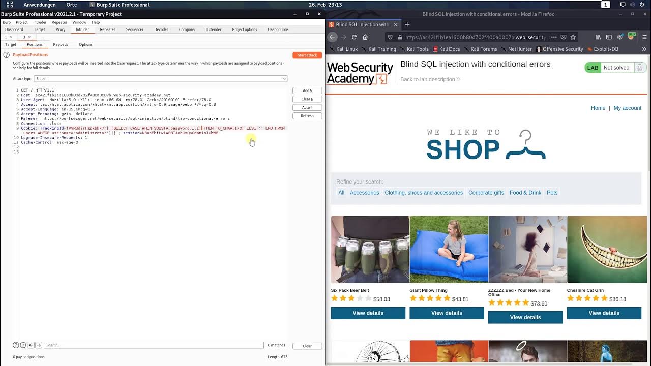 Blind SQL injection with conditional errors (Video solution, Audio) - YouTube
