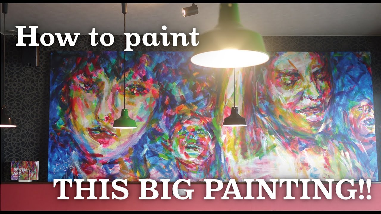 Painting Demo at Yo-shoku OKADA / Acrylics / Restaurant / Big canvas ...