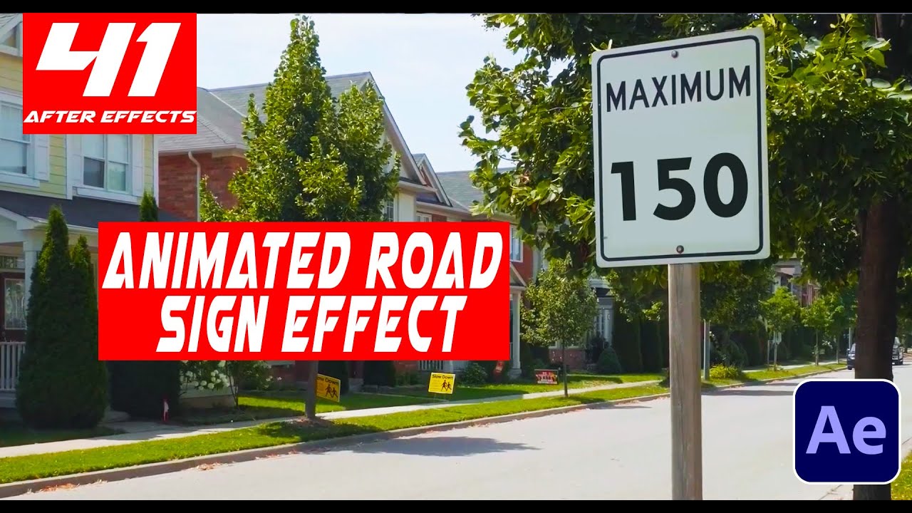 After Effects Class - 41 | Animated Road Sign Effect ! - YouTube