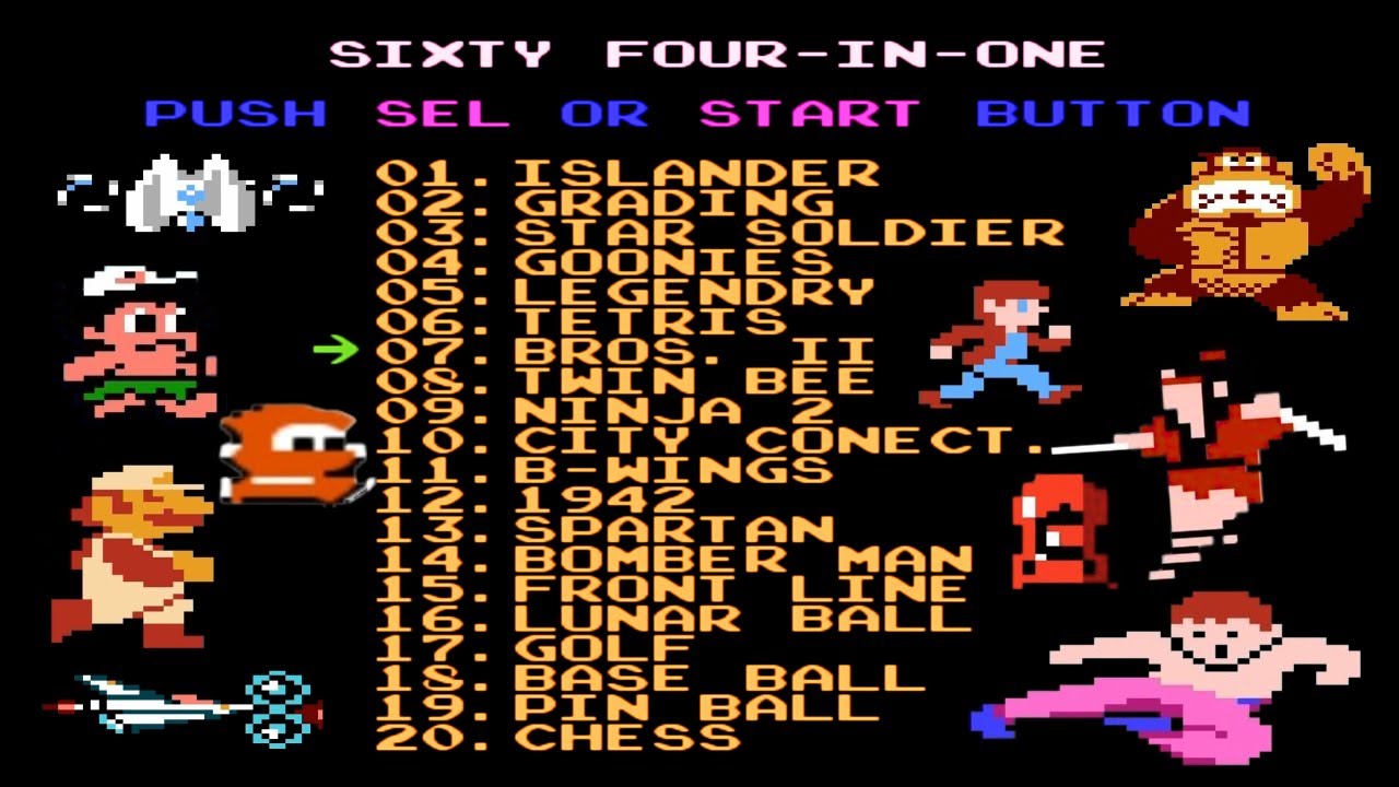 NES 64 in 1 Gameplay : Exploring All Nes Games - YouTube
