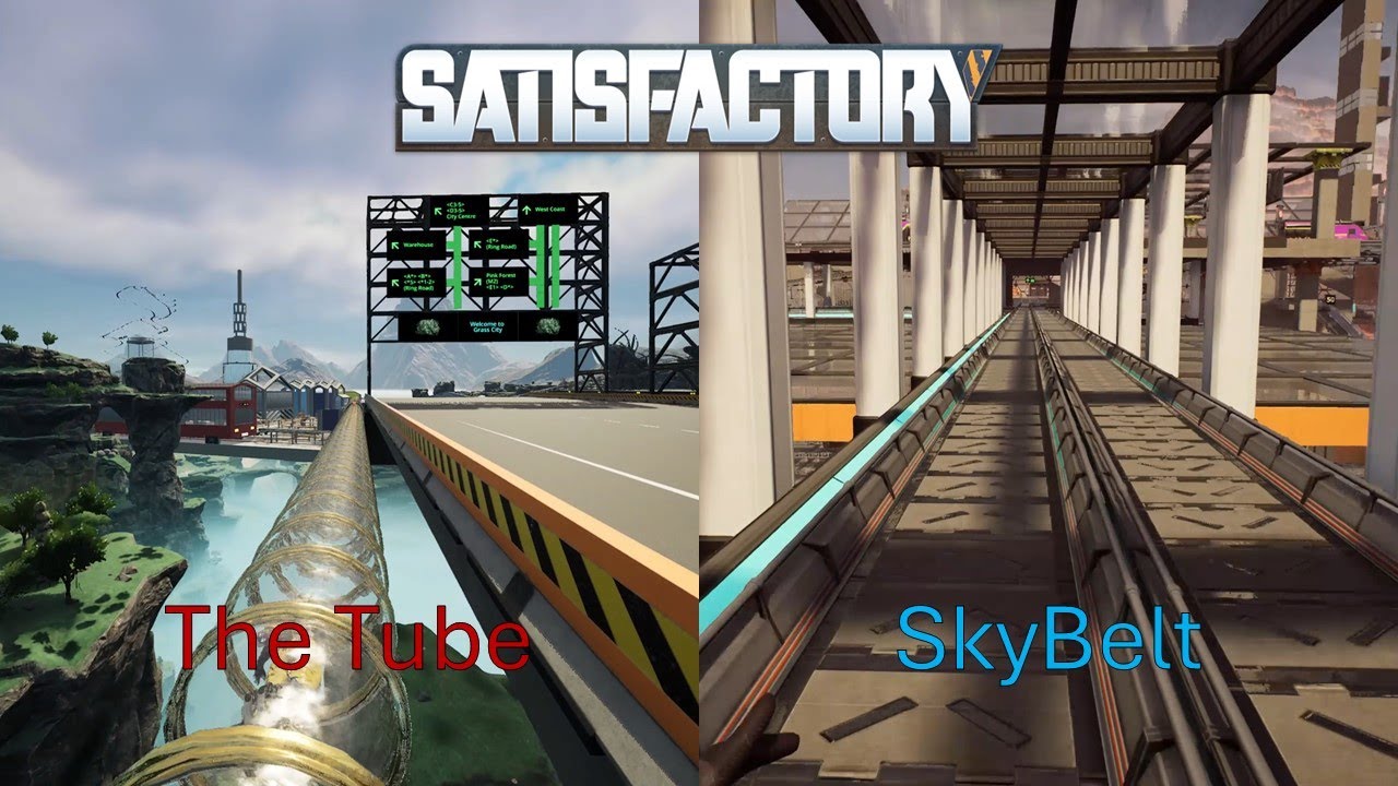 Satisfactory - A tour of my hyper tubes and conveyor belts - YouTube