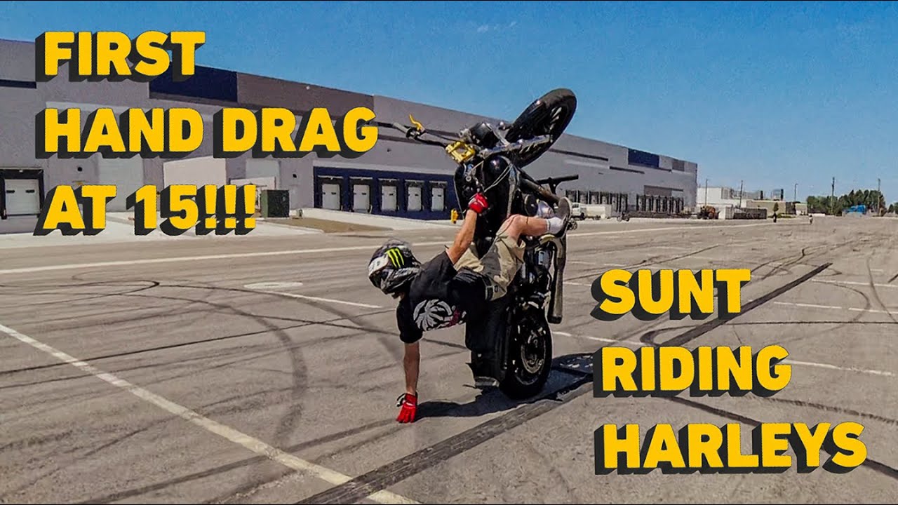 Harley hand drags at 15! Stunt lot VLOG - YouTube