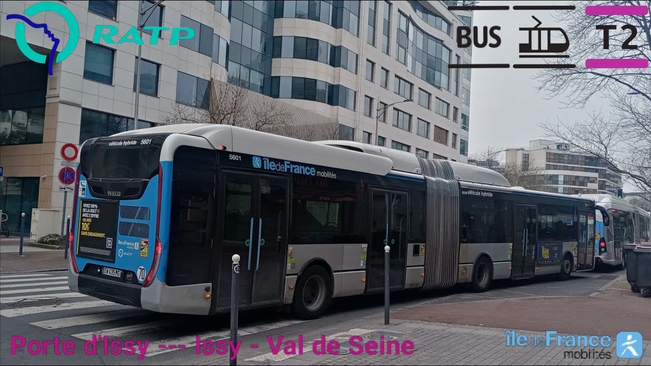 Service Cameléon T2 RATP - Urbanway 18 Hybride N°5601 Porte d'Issy ...
