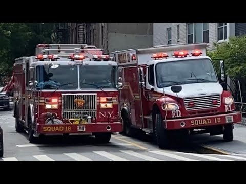 **RARE CATCH** FDNY Squad 18 And 2nd Piece Responding from quarters ...