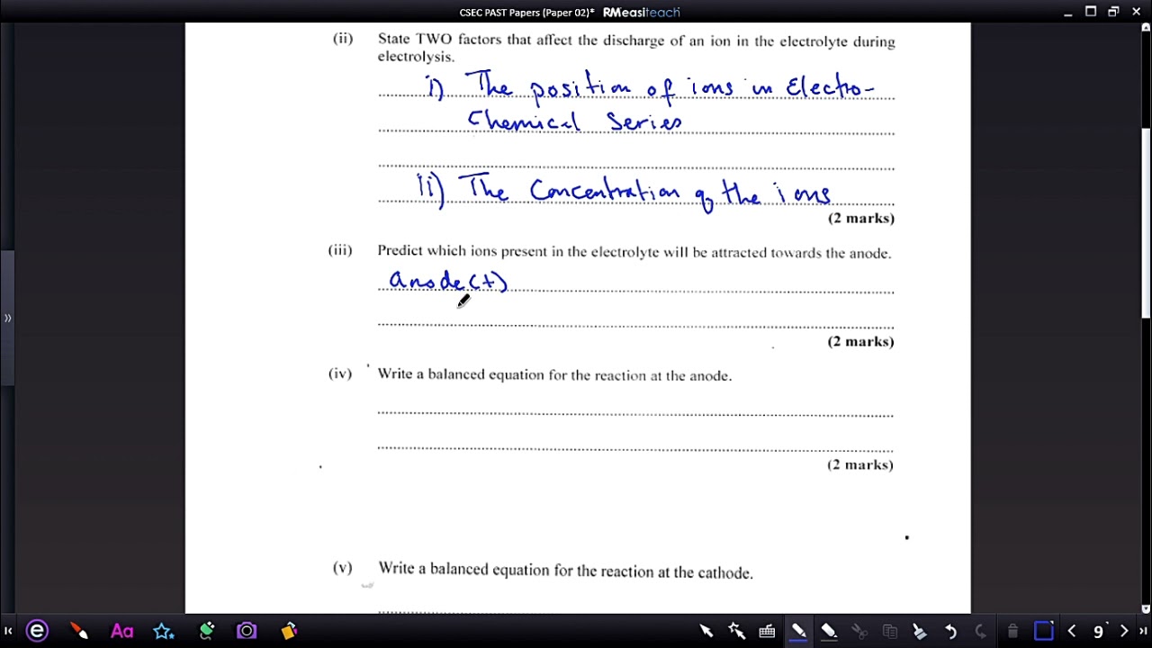 CXC CSEC Chemistry Past Paper Jan 2020 Electrolysis YouTube cxc-csec-chemistry-past-paper-jan-2020-electrolysis-youtube