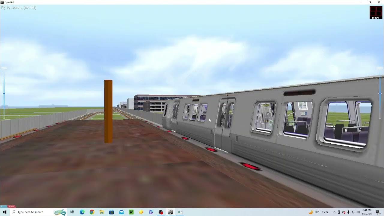 OpenBve WMATA Kawasaki 7000 series train arriving and Departing Rockville Station RED LINE 60FPS ...