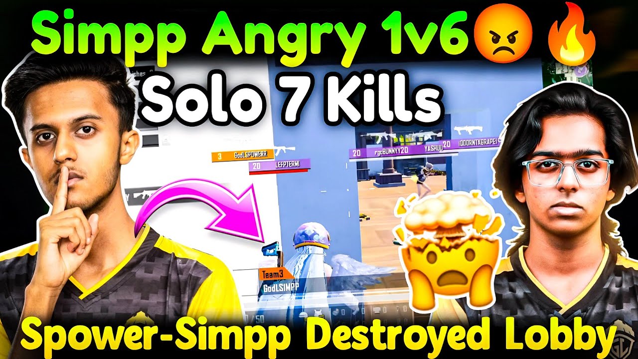 Simpp Angry 1v6 Clutch😡🔥 Spower-Simpp Duo Destroyed Lobby🥵 - YouTube