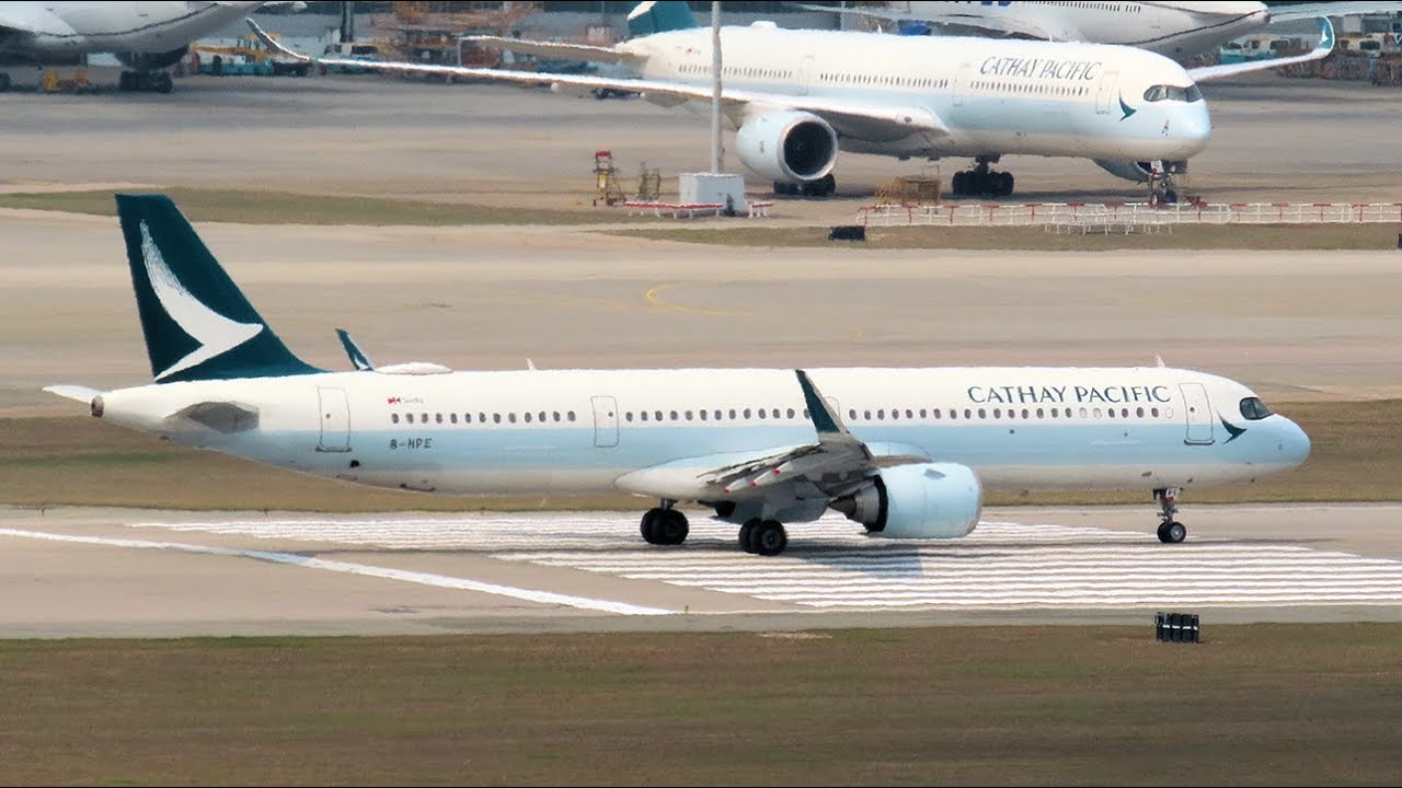 Cathay Pacific Airbus A321 [HKG TPE] take off from Hong Kong Airport ...