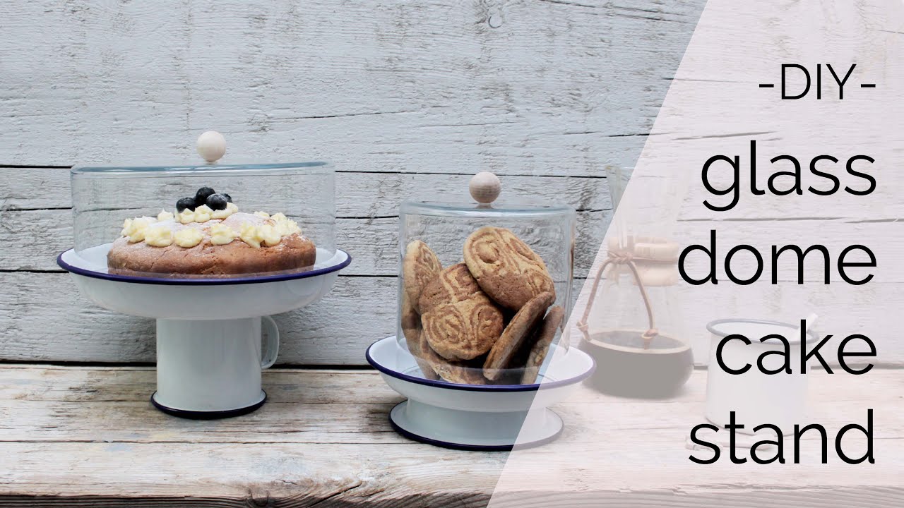 DIY cake stand with a glass dome - YouTube