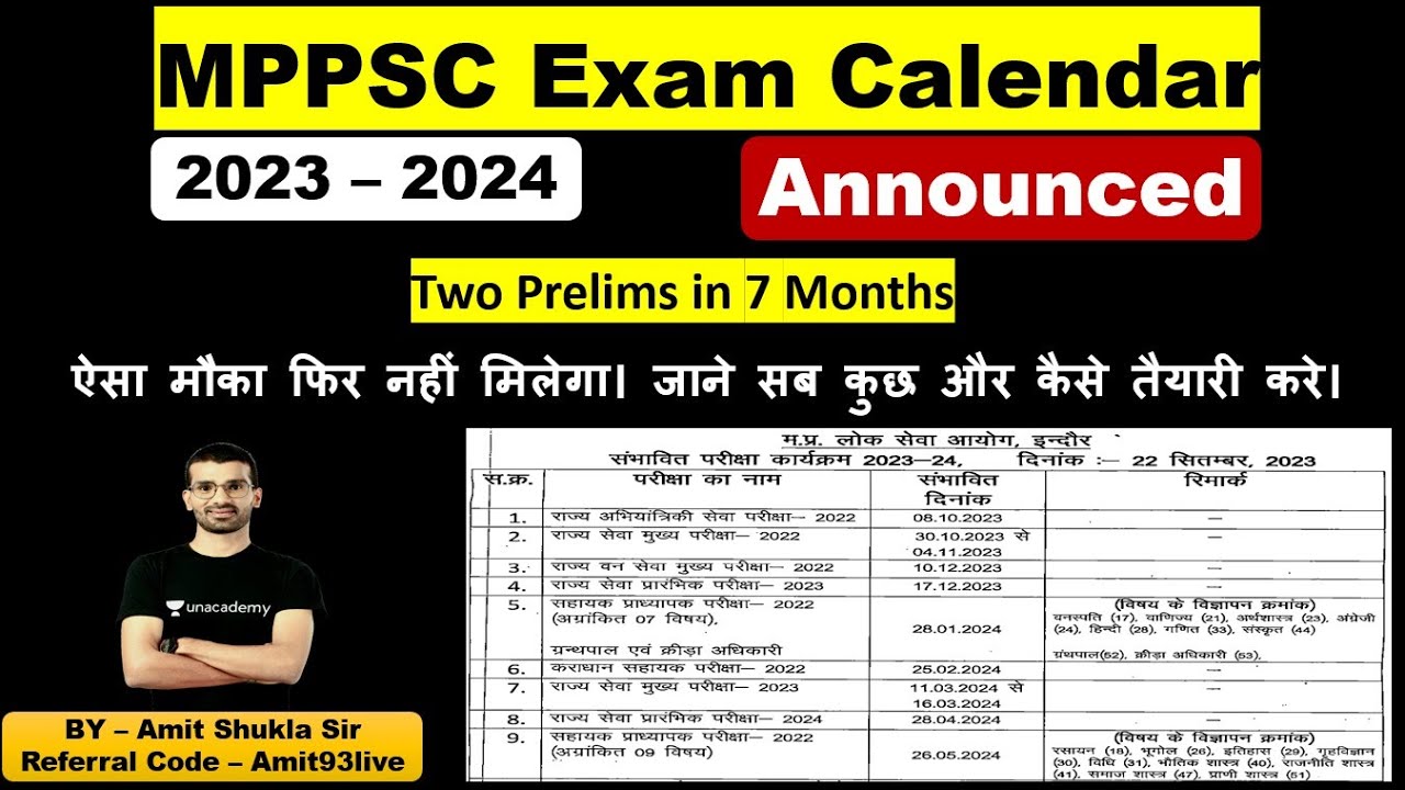 MPPSC 2023 - 2024 Exam Calendar Announced | 2 Prelims in 6 Months ...