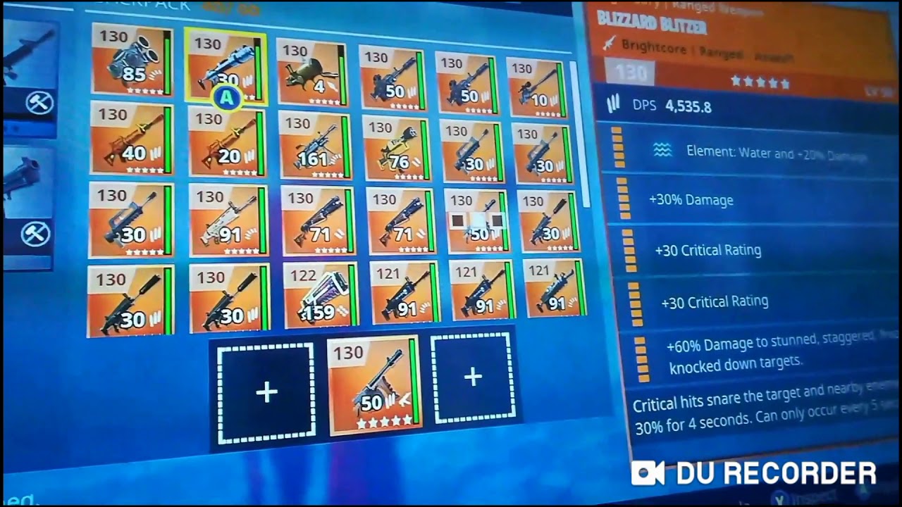 Fortnite stw inventory on my alt account - YouTube