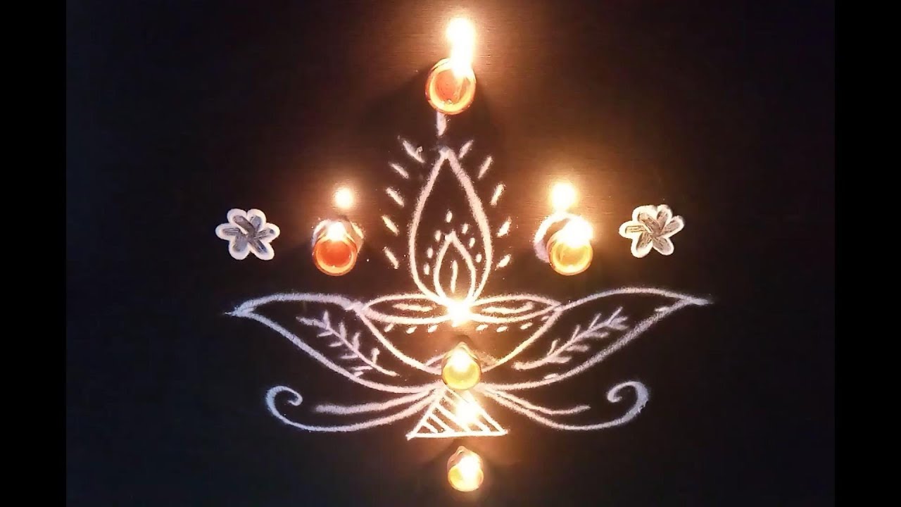 Simple Deepam Rangoli Designs | Diwali Rangoli | Deepam Muggulu ...