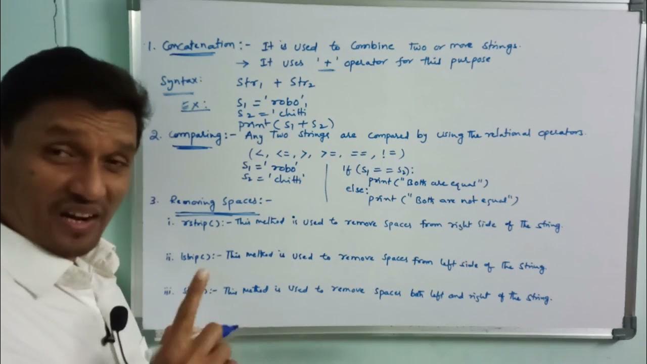 String Handling(contact,compare,rstrip,lstrip,strip) in Python | PART-I ...