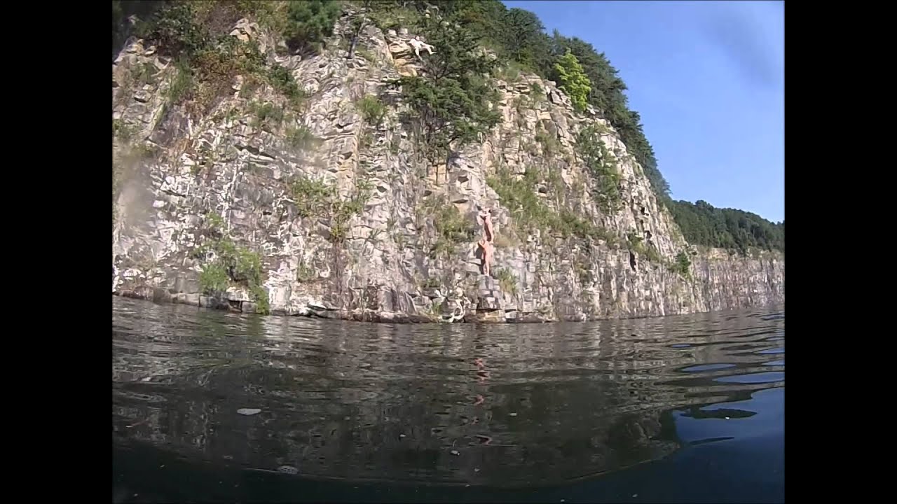 Cliff Jump FAIL at Lake Jocassee - 60 Feet (BACK FLOP) - YouTube