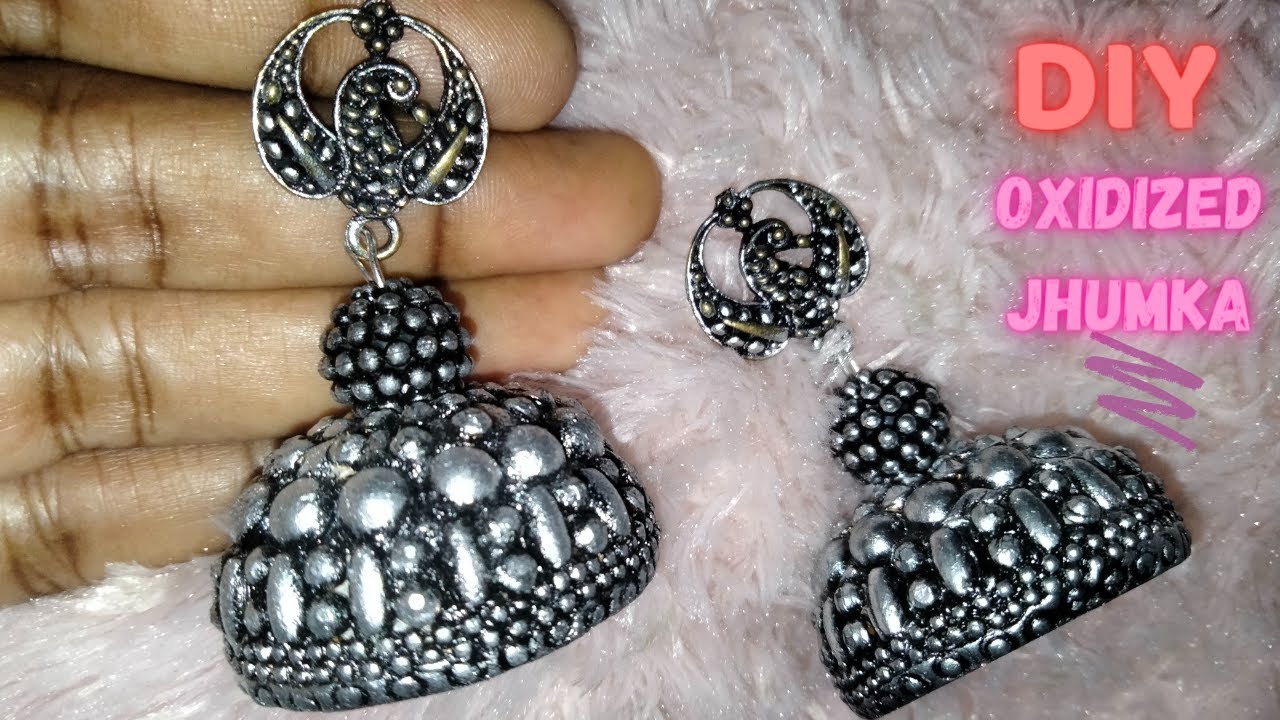 DIY Oxidized Jhumka || Homemade Clay Jhumka || Traditional Oxidized ...