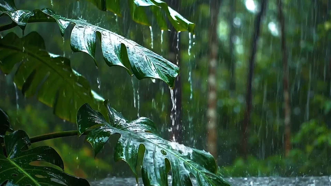 Rainfall on Forest Foliage 🌿 | Rainstorm Sounds for Sleeping, Stress ...