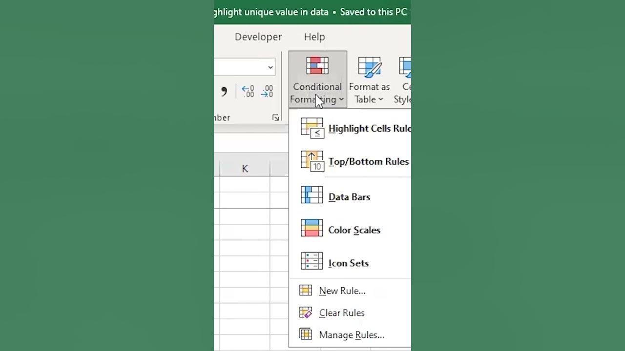 How To Highlight Unique Values In Excel | #shorts - YouTube