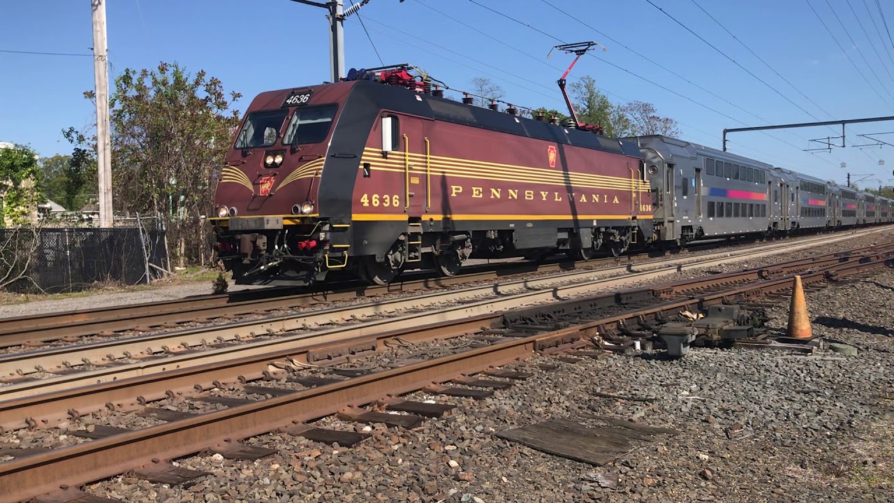 NJT ALP-46A #4636 PRR Heritage Unit leads Train 7248 into Red Bank 5/13/20 - YouTube