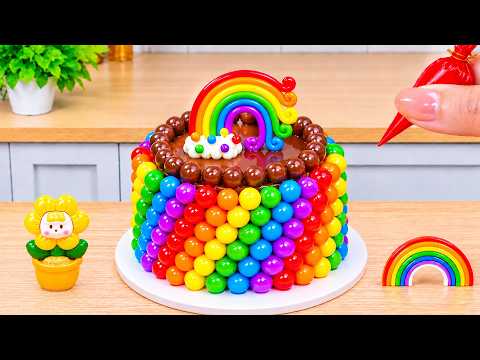 Amazing Rainbow Chocolate Cake🌈Super Glossy Chocolate Candy Cake💖HT Mini Cakes