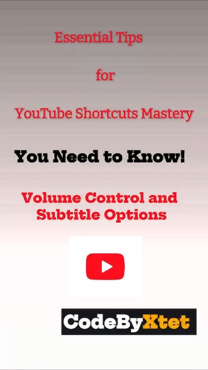 Essential YouTube Keyboard Shortcuts | Volume Control and Subtitle Options #pc #youtube # ...