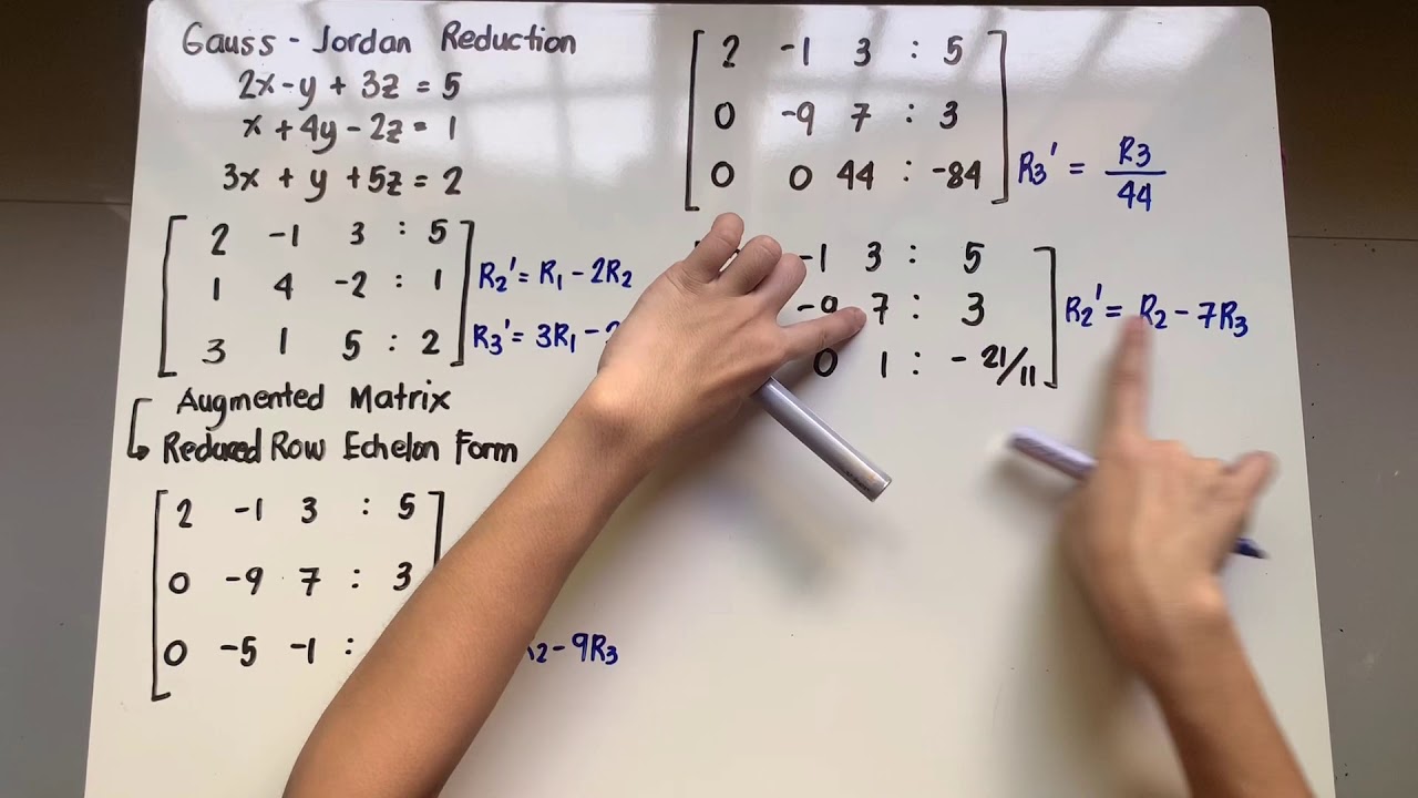 Solving System Of Linear Equations Gauss Jordan Reduction Youtube