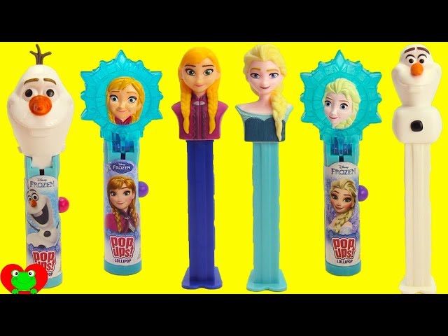 Disney Frozen Elsa Anna Lollipop Ups and Pez Candy Dispensers Surprises ...