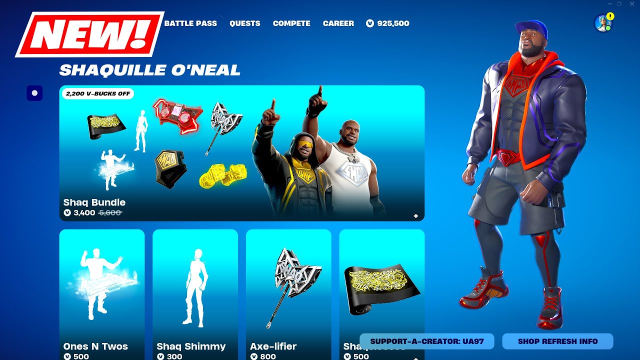 NEW ICON Series SHAQ Skins BUNDLE & EMOTES Item Shop Fortnite! - YouTube