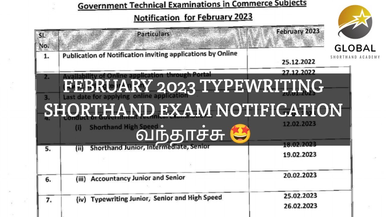 GOVERNMENT TECHNICAL EXAMINATION NOTIFICATION 2023 FEBRUARY | SHORTHAND ...